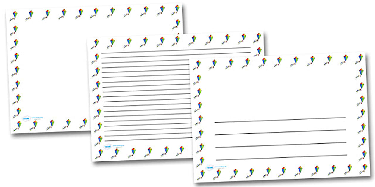 Editable Colourful Kite Landscape Page Borders - Twinkl