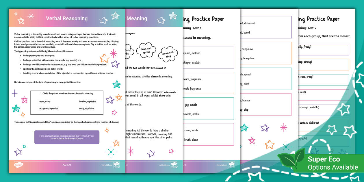 11 Plus Verbal Reasoning Practice Paper | Parent Support