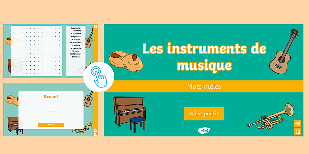 Mots mêlés interactif : Les instruments de musique