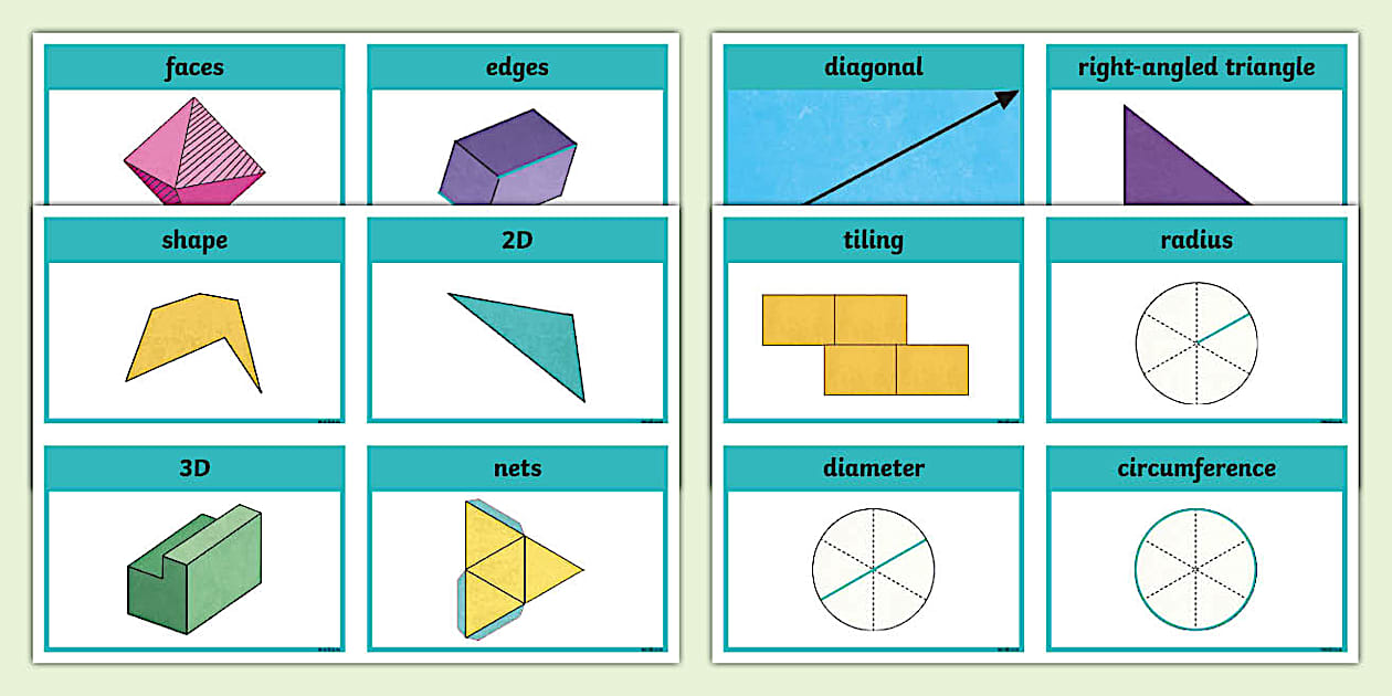 2D and 3D Shapes Numeracy Vocabulary Cards | Twinkl - Twinkl