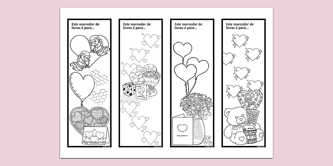 Marcador de livros - Dia de São Valentim | Twinkl