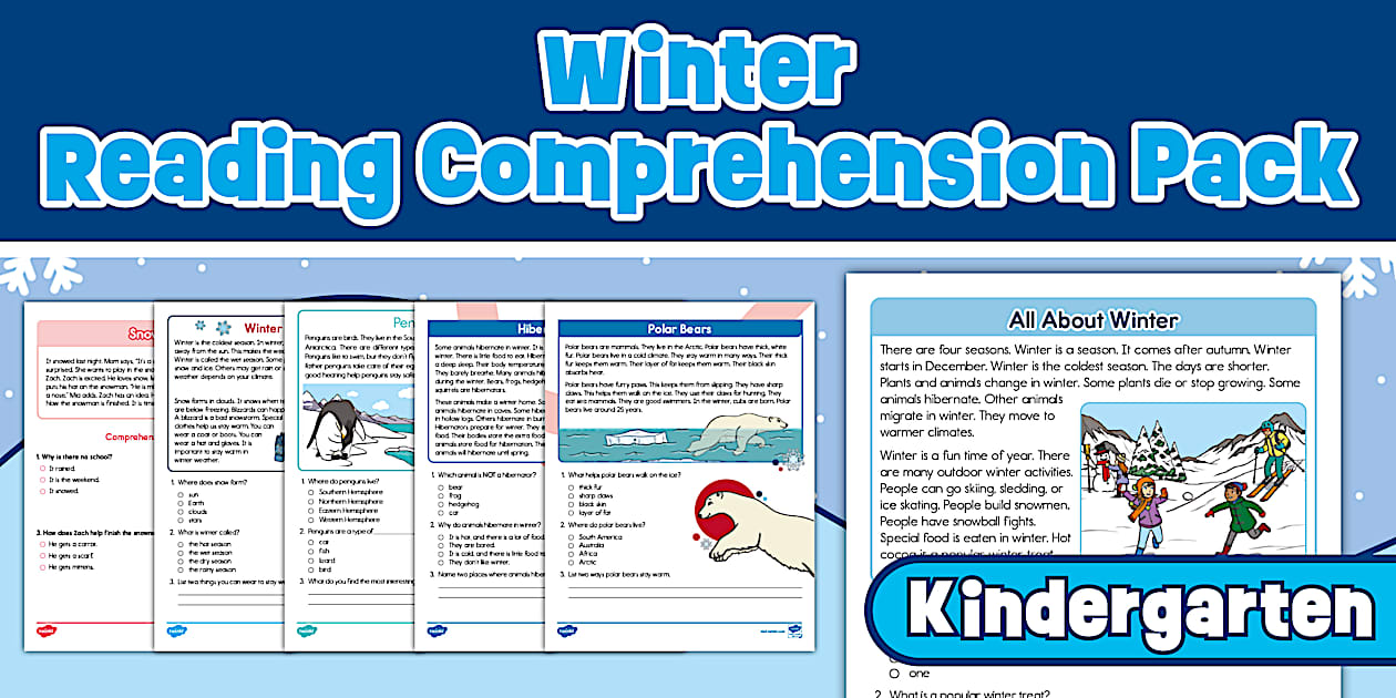 Kindergarten Winter Reading Comprehension Pack