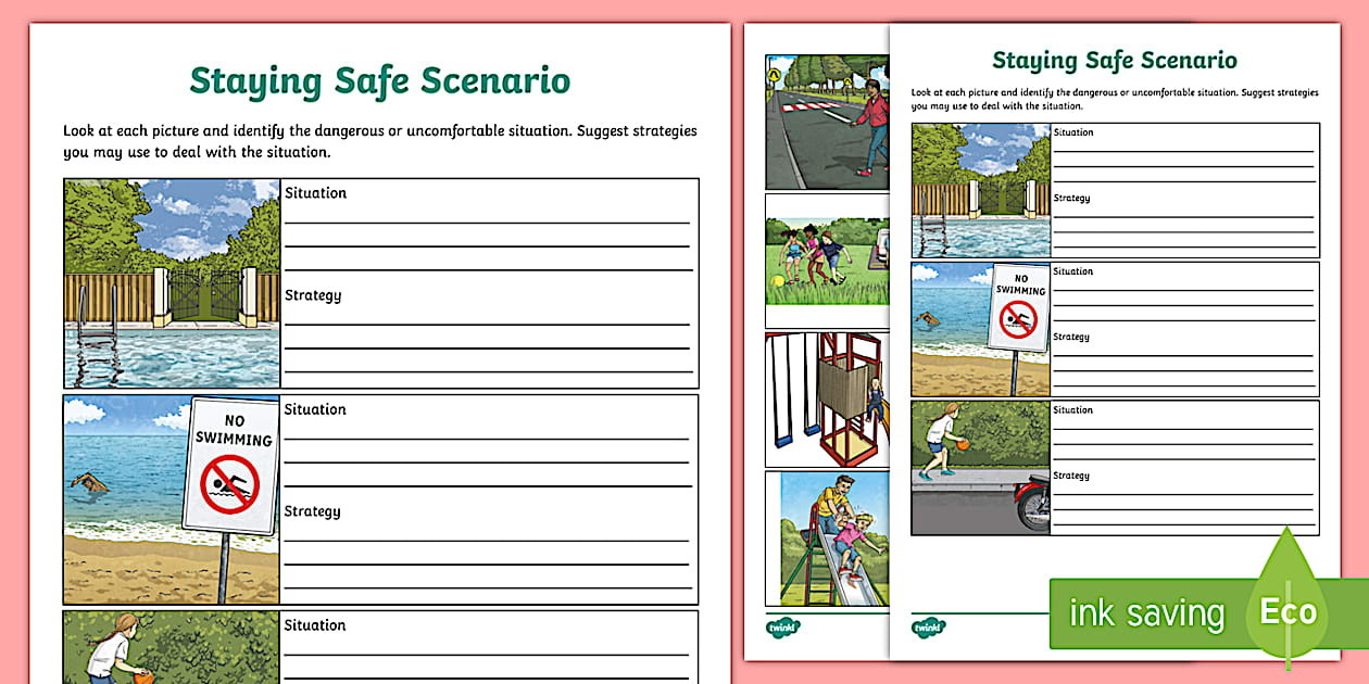 Staying Safe Scenario Worksheets - Twinkl