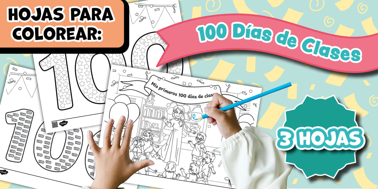 Hojas para Colorear | 100 Días de Clases | Básica