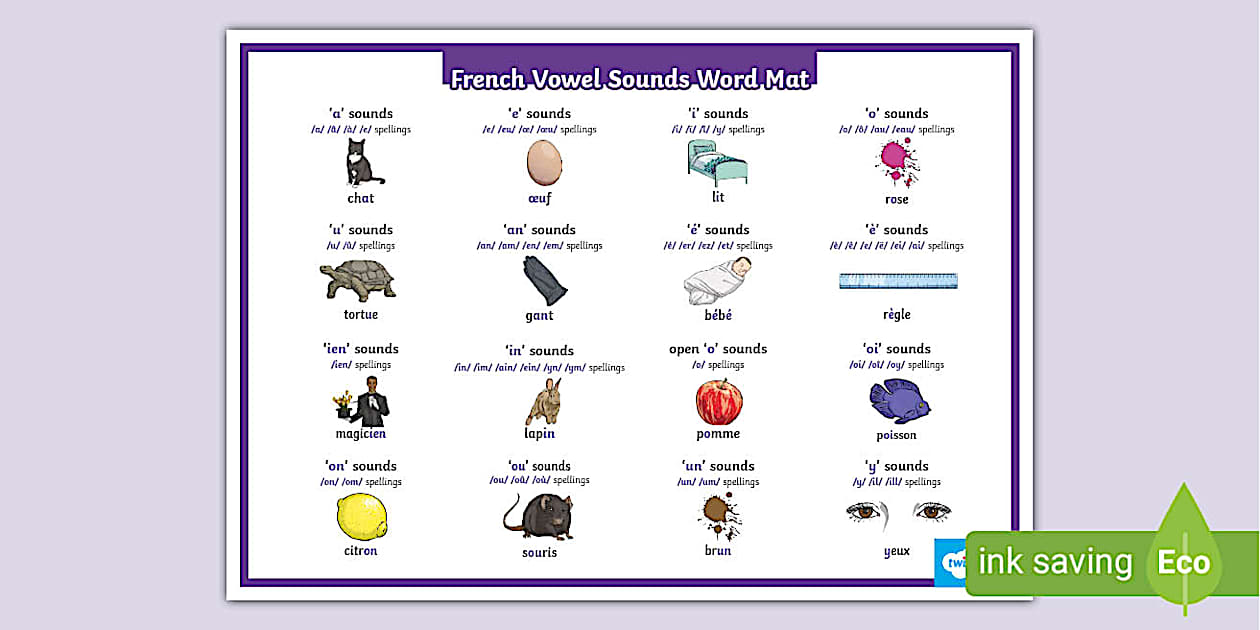 👉 French Phonics: Vowel Sounds Word Mat - Twinkl