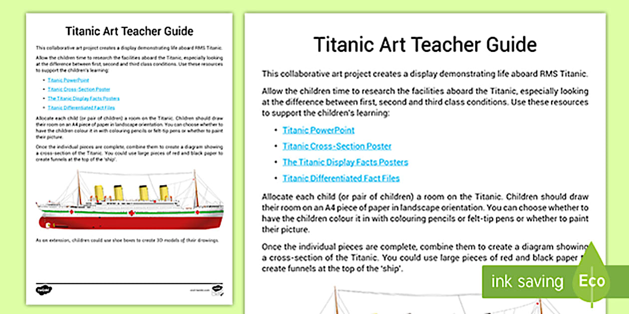 KS2 Titanic Art Lesson Activity (teacher made) - Twinkl
