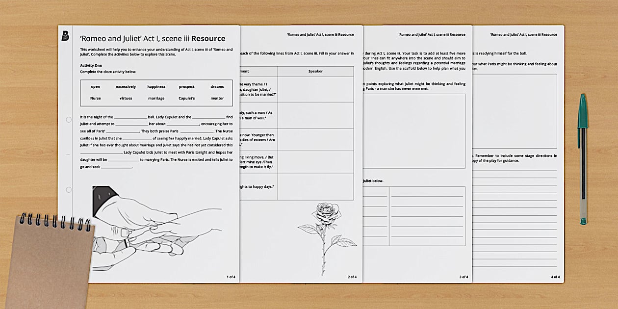 'Romeo and Juliet' Act I, scene iii Resource (teacher made)