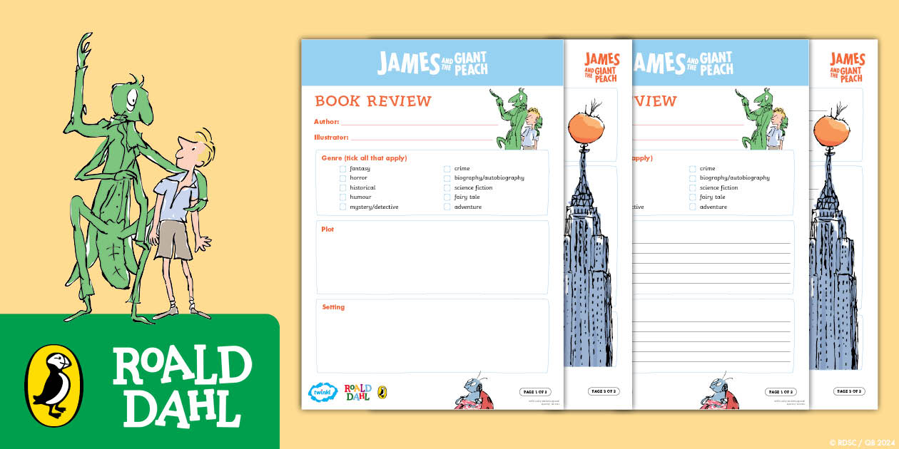 FREE! - ‘James and the Giant Peach’ Book Review Worksheet | Twinkl