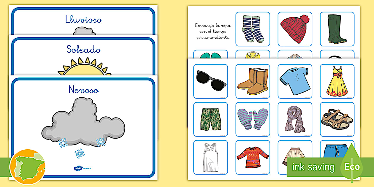 Ficha de actividad: Empareja la ropa con el tiempo correcto