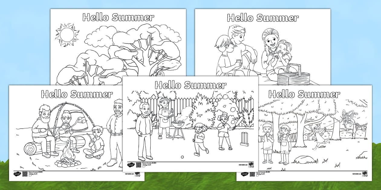 Hello Summer! Colouring Pages (teacher made) - Twinkl