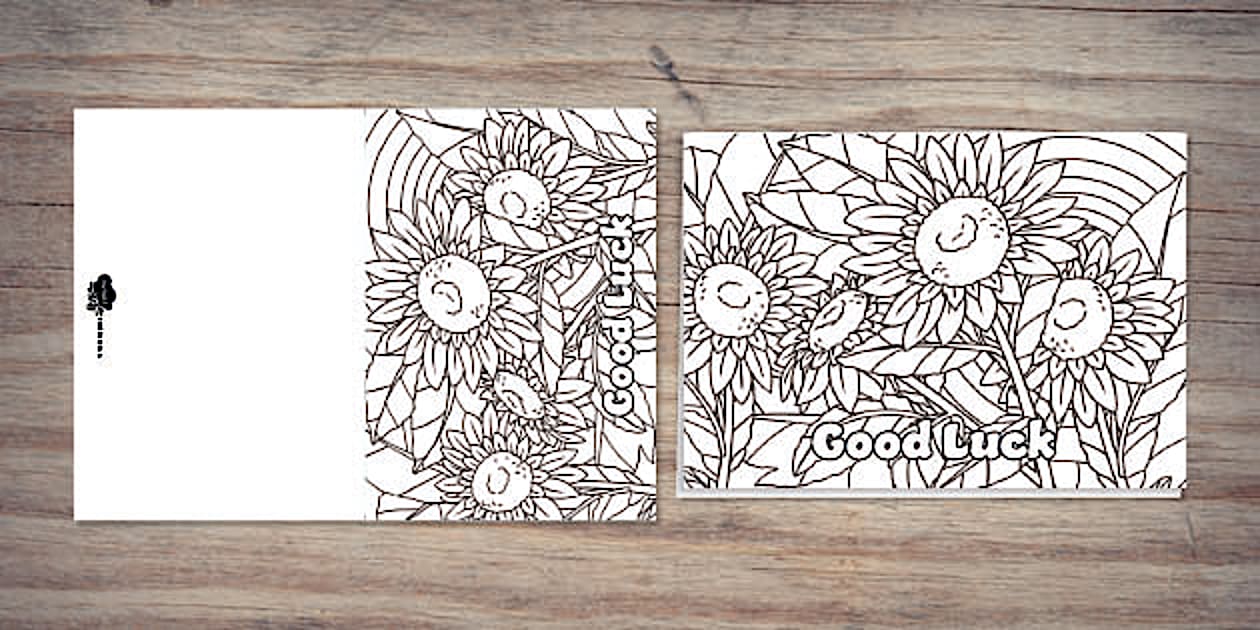 Good Luck Sunflower Colouring Card | Twinkl Party - Twinkl