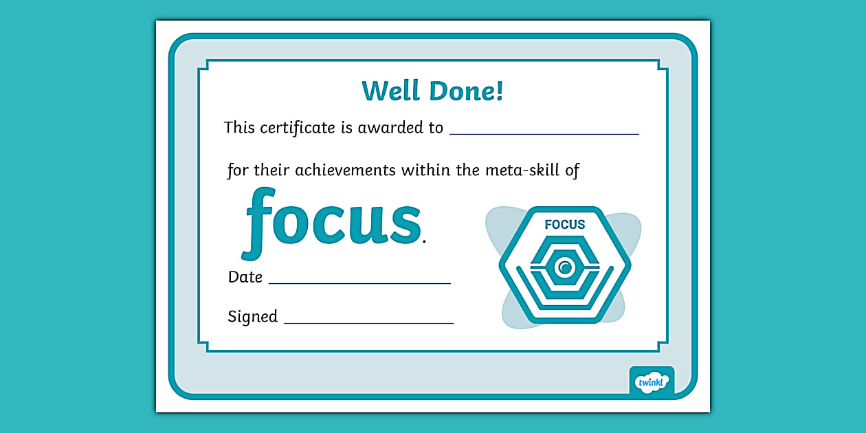 Focus Meta-Skills Certificate - Twinkl