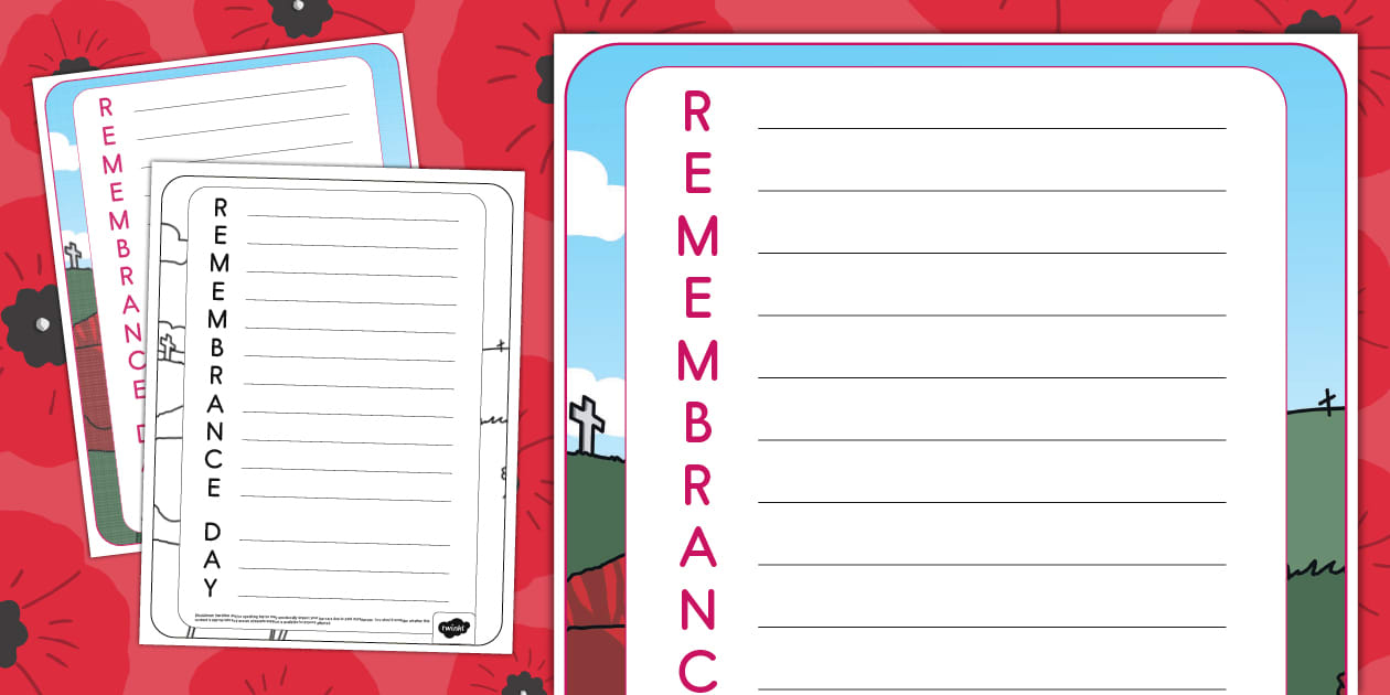 Remembrance Day Acrostic Poem - Twinkl Templates - Twinkl