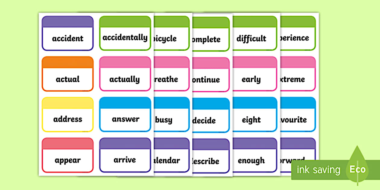 Editable Year 3 and 4 Statutory Spelling Words Flashcards