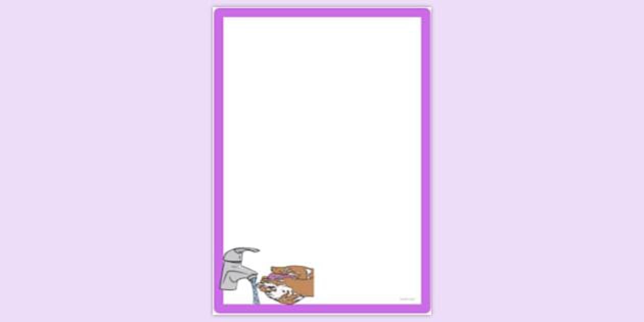 School Hand Washing Sign Page Border | Page Borders | Twinkl