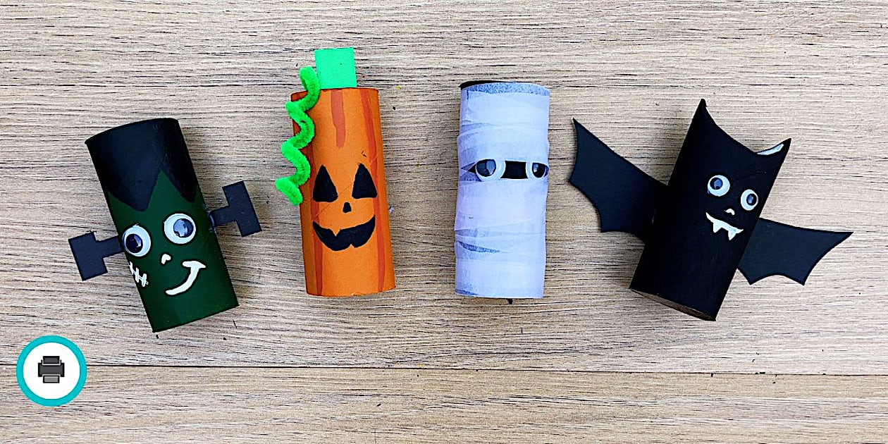 Manualidad: Personajes de Halloween con tubos de cartón - Twinkl Crafts