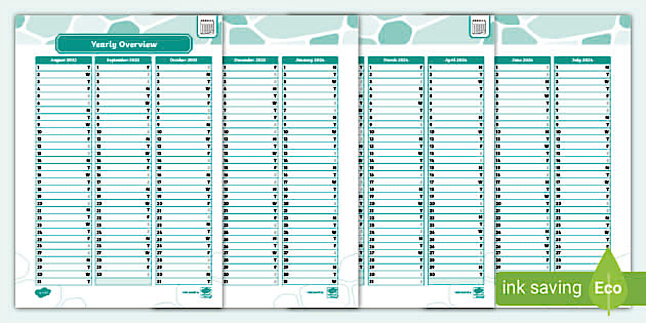 Teacher Planner Year Overview (teacher made) - Twinkl