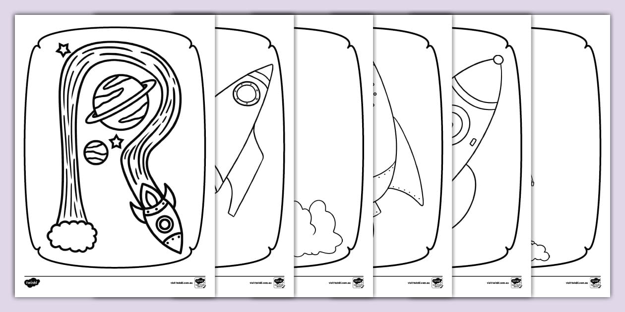 Space Rockets and Shuttles Colouring Pages (teacher made)