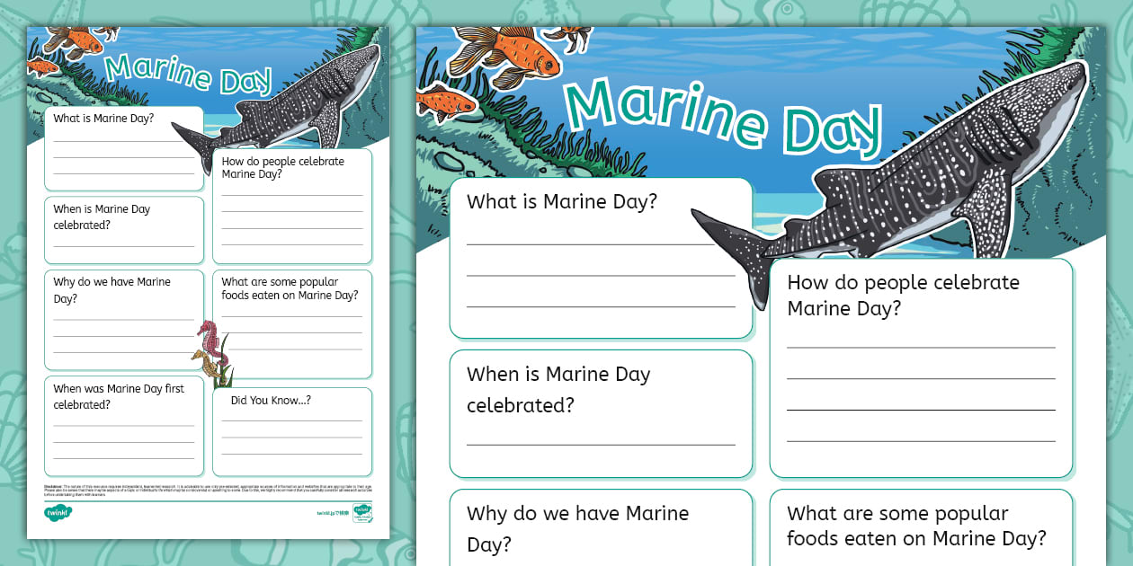 Marine Day Fact File Template - Twinkl Events - Twinkl