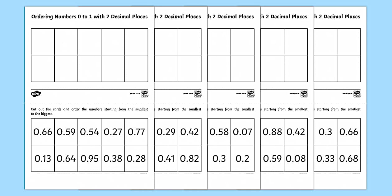 Ordering Decimals KS2 - Numbers 0–1 with 2 Decimal Places