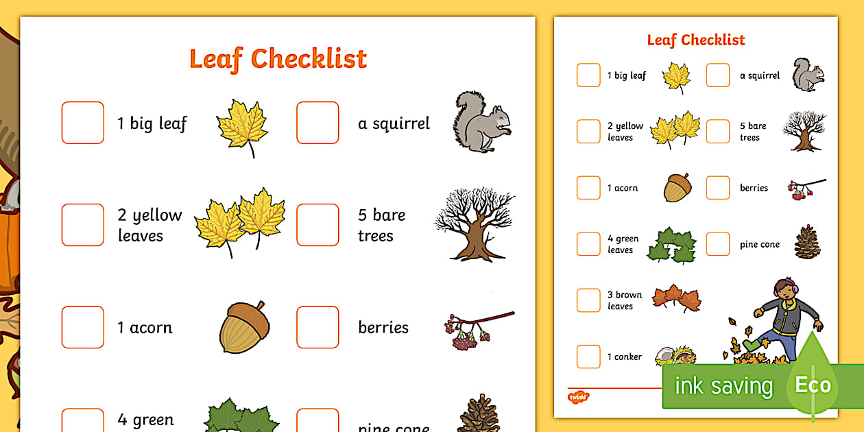 Leaf Hunt Checklist (teacher made) - Twinkl