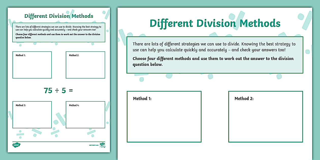 👉 75 Divided by 5 Division Methods Activity Sheet