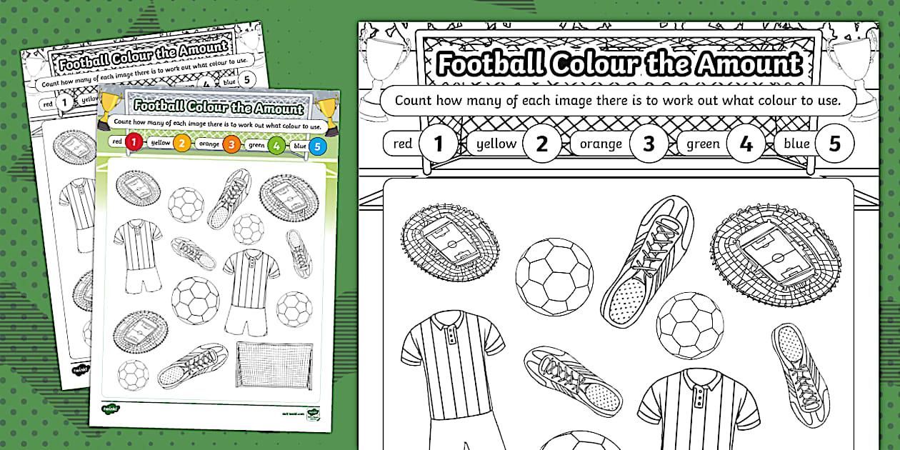 👉 Football Colour the Amount Worksheet (teacher made)