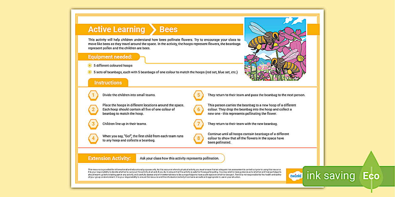 Active Learning: KS1 Bees Activity - PE - KS1 - Twinkl