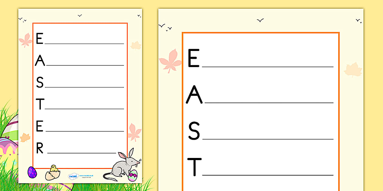 Easter Acrostic poem Examples KS1 Template – Easter Resource