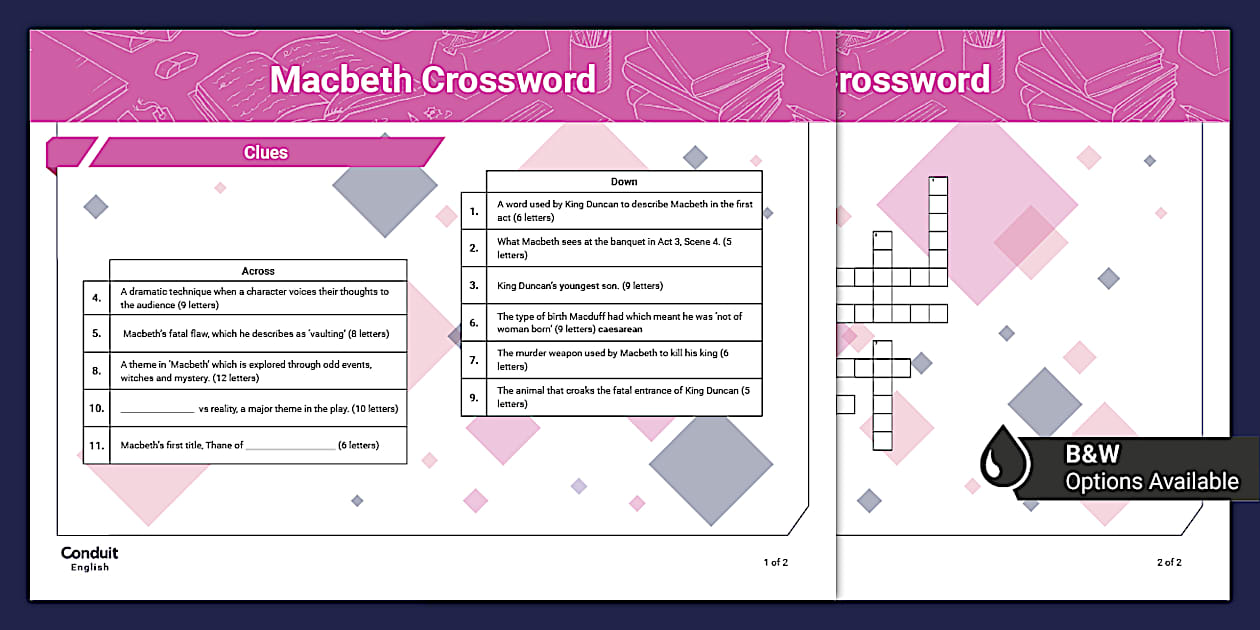 Macbeth Crossword (teacher made) - Twinkl