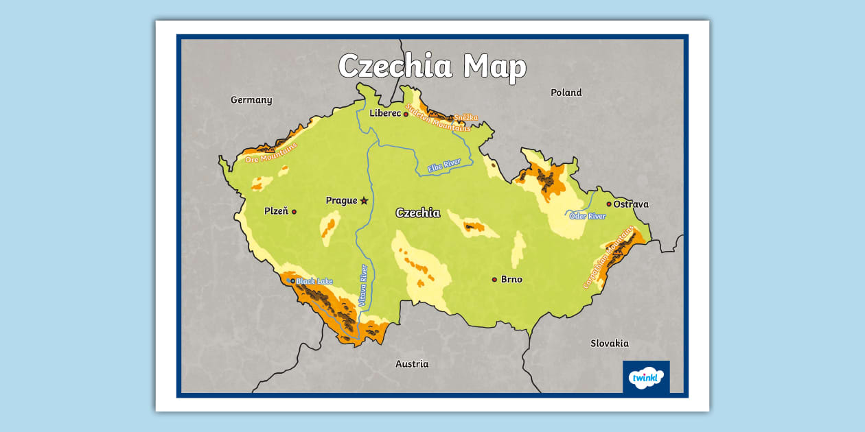 KS2 Czechia Display Map - Geography - Countries - Twinkl