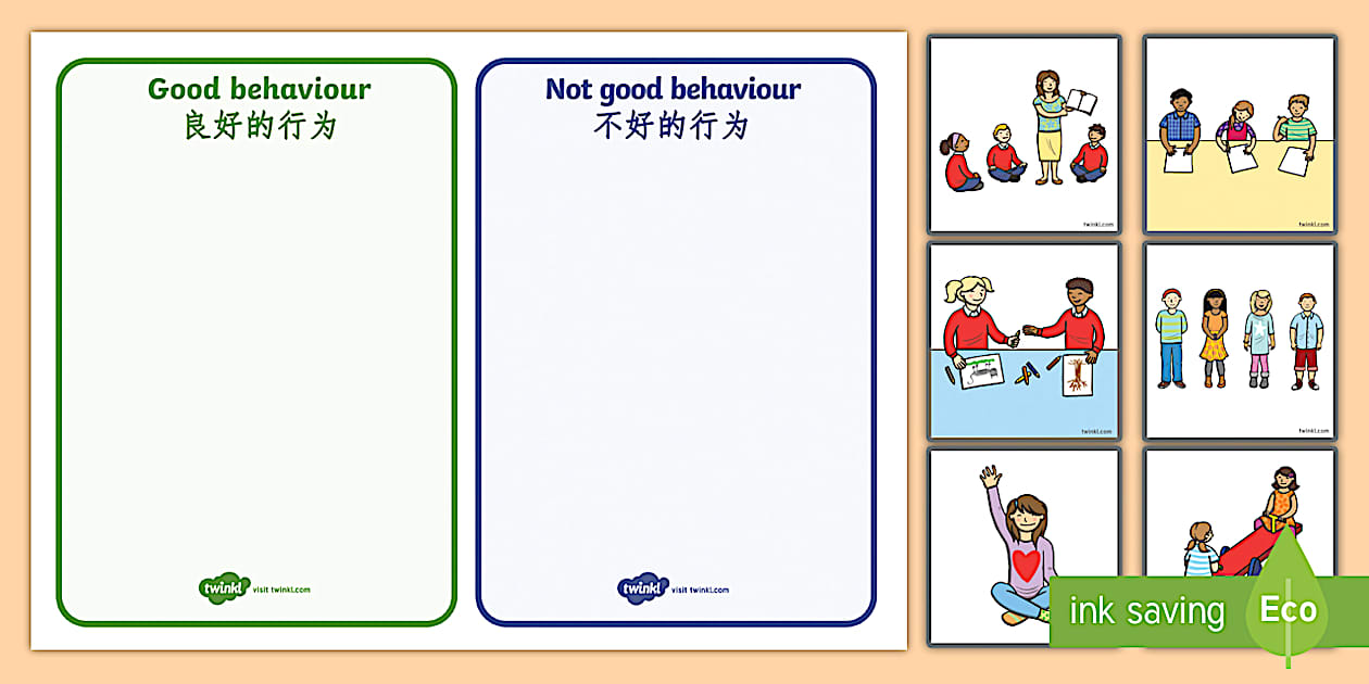 Classroom Behaviour Sorting and Discussion Cards English/Mandarin Chinese