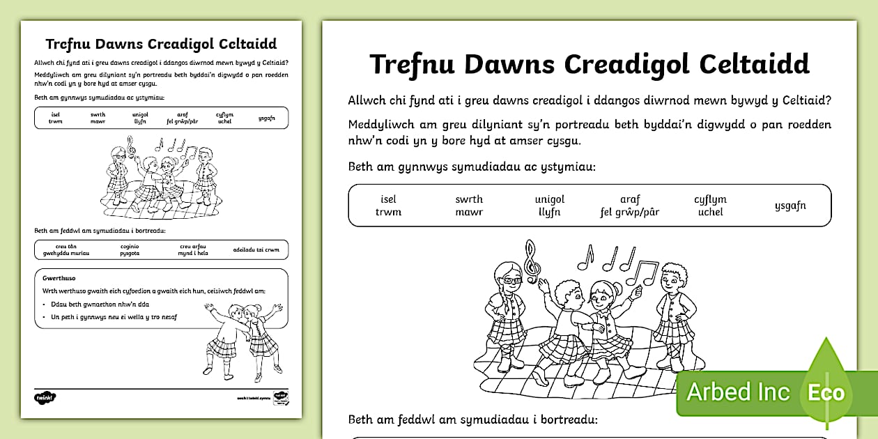 Taflen Syniadau Cynllunio Dawns Greadigol y Celtiaid