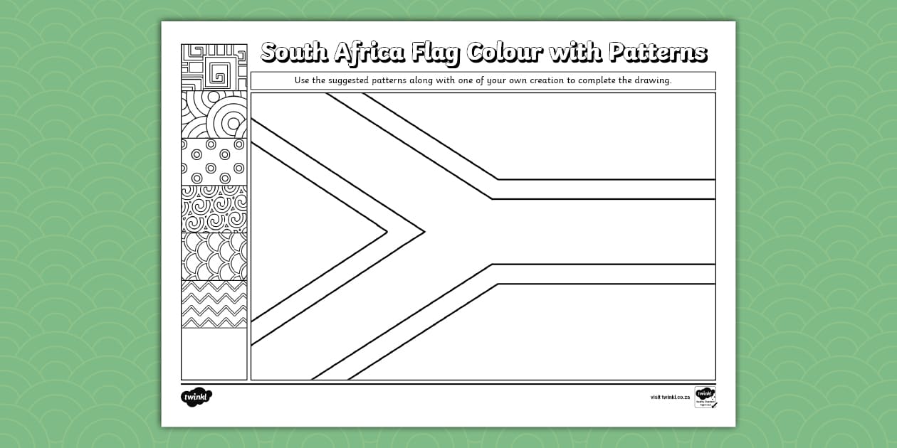 South Africa Flag Colour with Patterns Activity - Twinkl