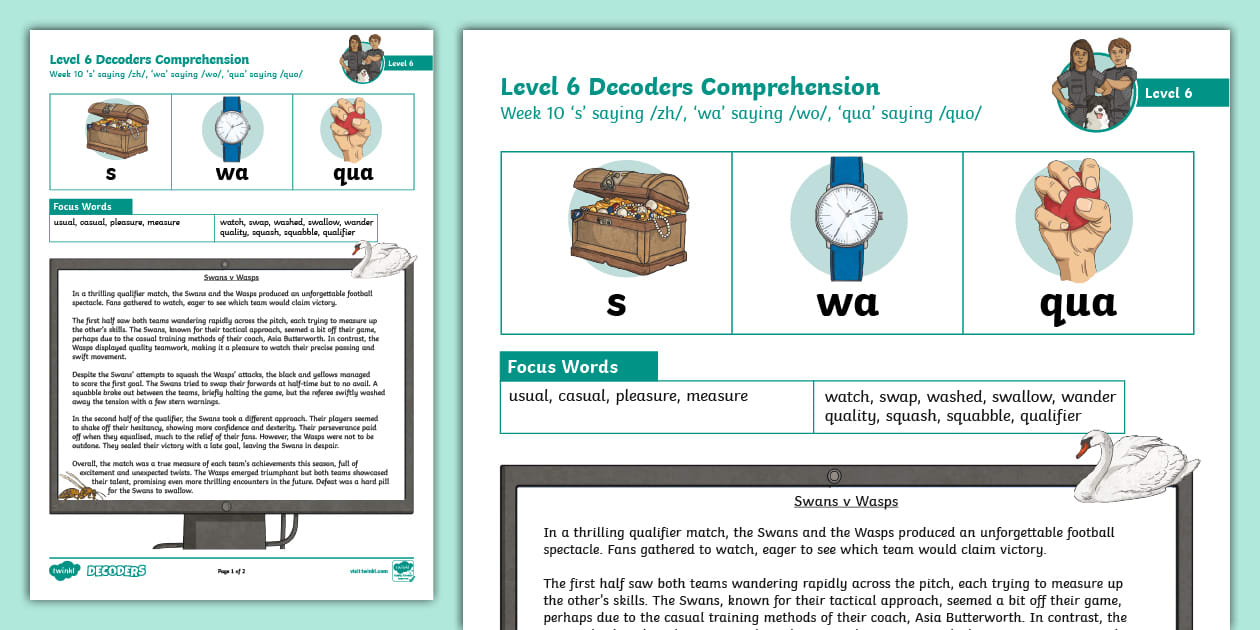 Twinkl Phonics KS2 Decoders Level 6 Week 6 Comprehension