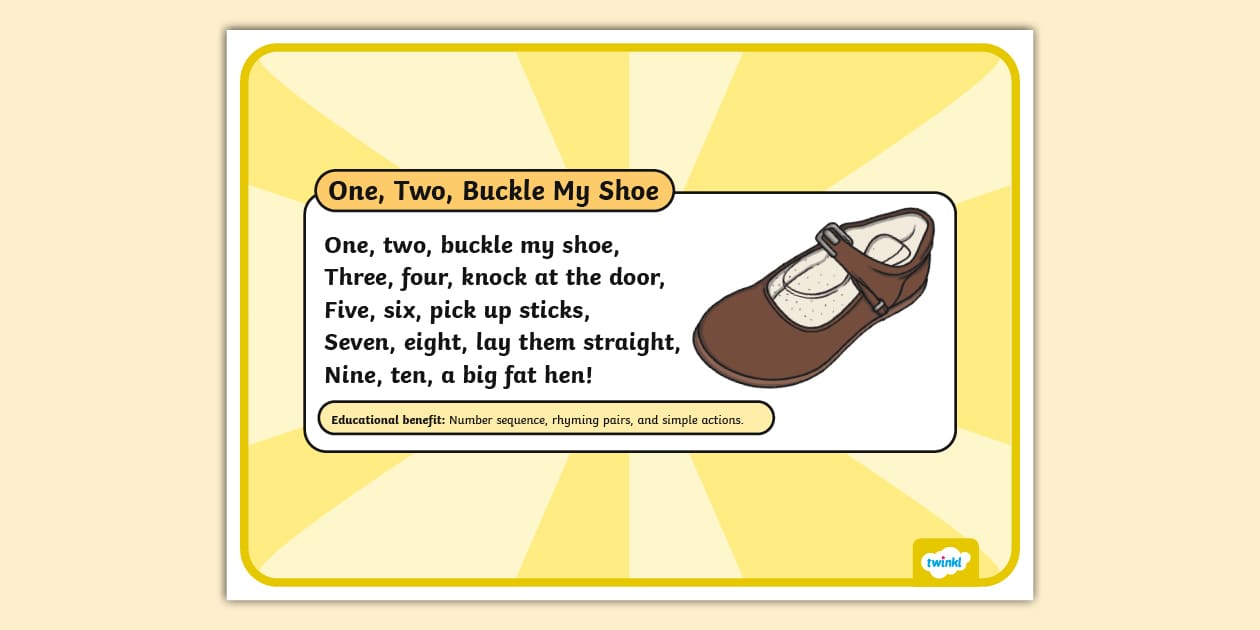 One, Two, Buckle My Shoe Nursery Rhyme (teacher made)