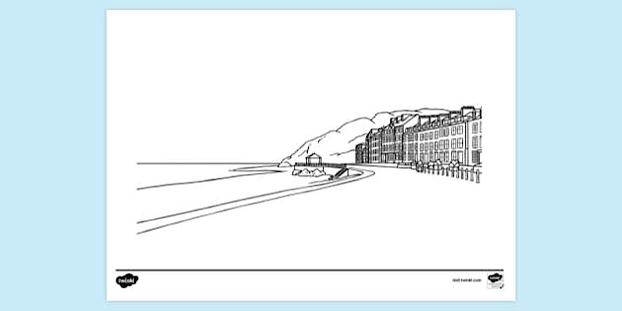 Seafront Colouring Sheet | Seaside Colouring Pages - Twinkl