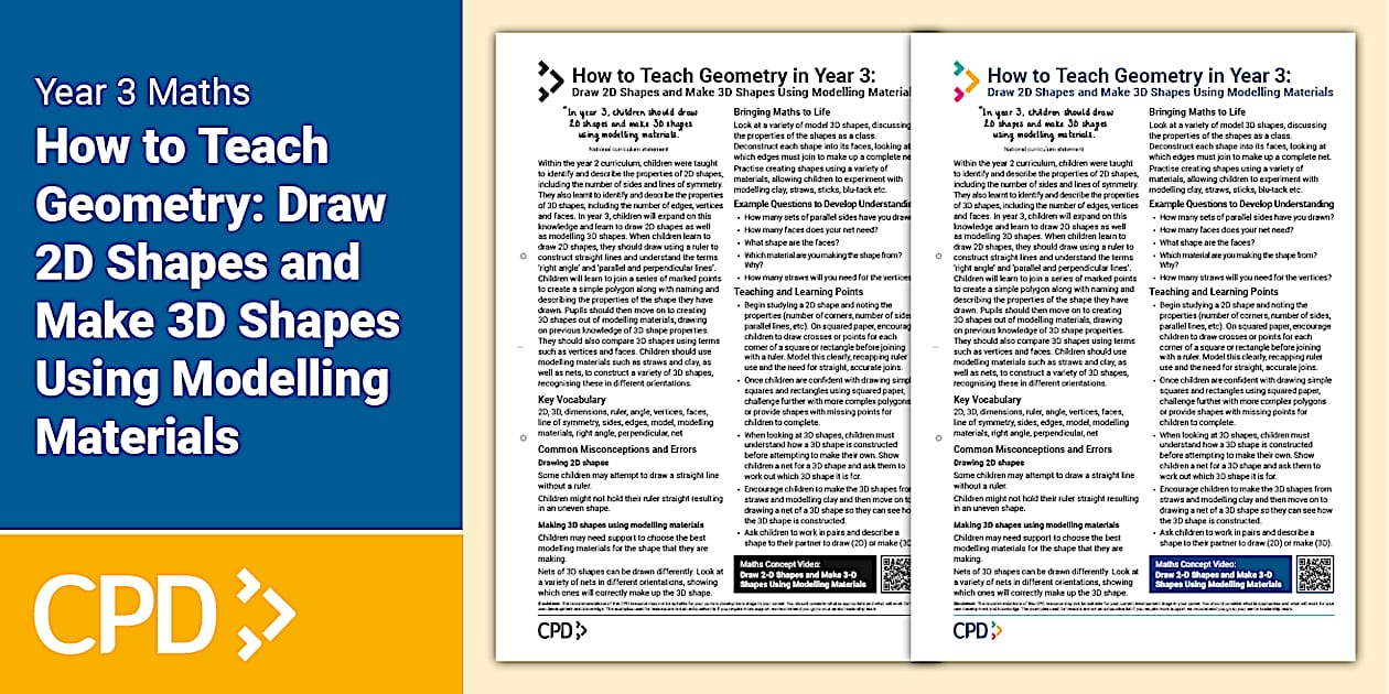 How to Teach Geometry in Year 3: Draw 2D Shapes and Make 3D Shapes Using