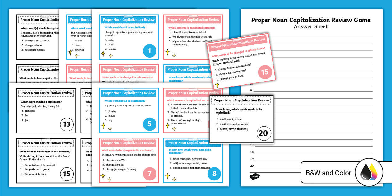 Fifth Grade Proper Noun Capitalization Review Game - Twinkl