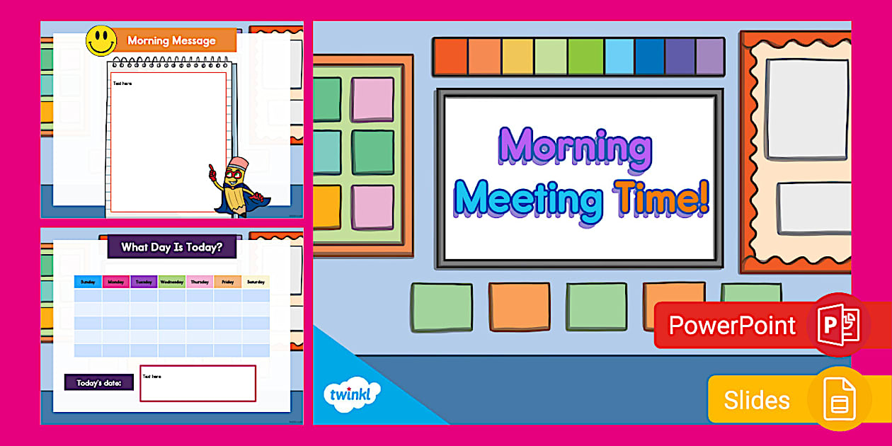 First Grade Editable Morning Meeting PowerPoint & Google Slides