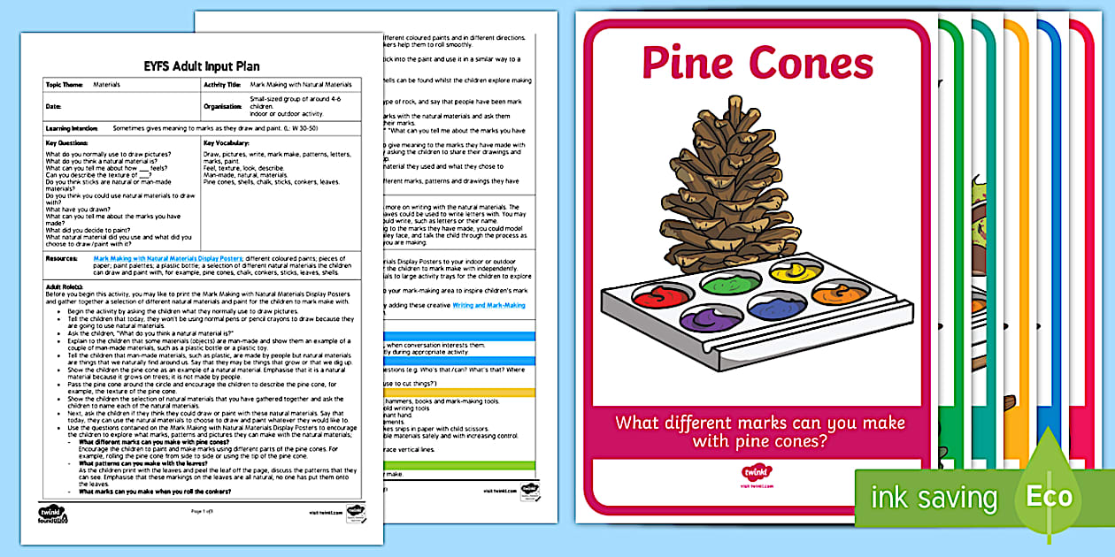 Mark Making Activities For Nursery Using Natural Materials.