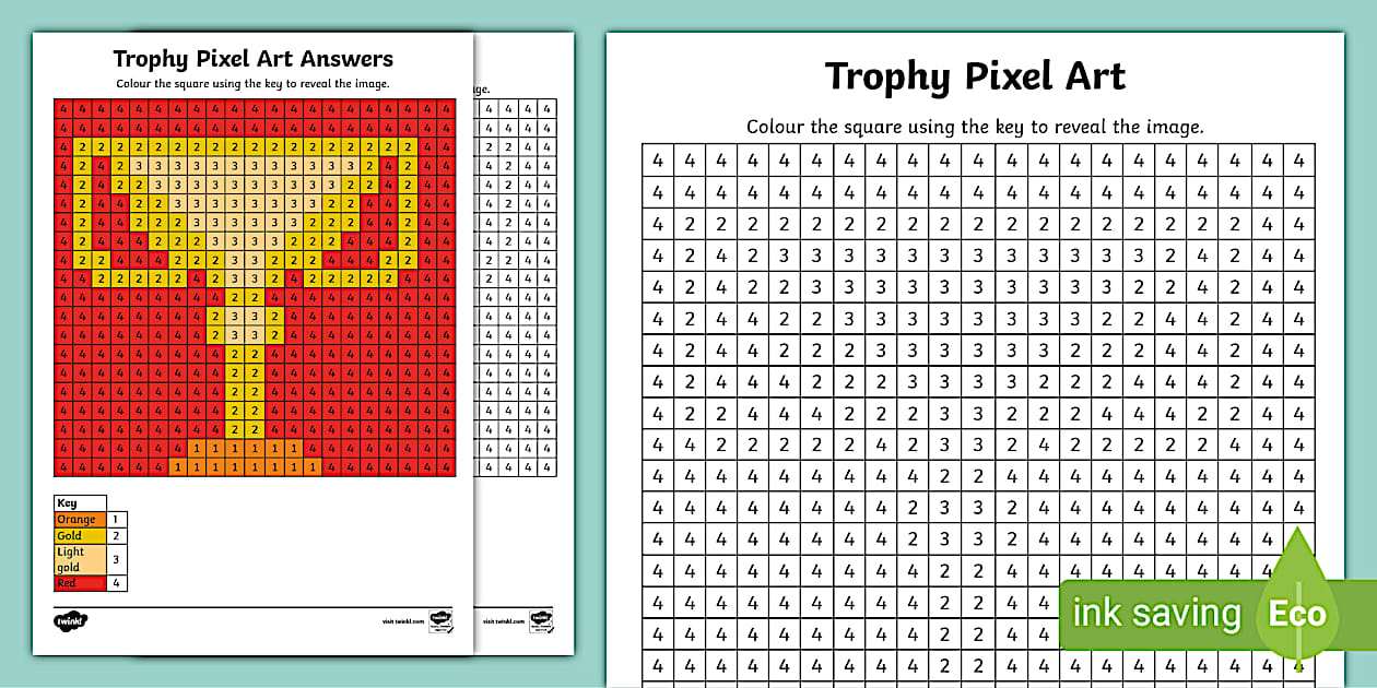 Trophy Pixel Art Template (teacher made) - Twinkl