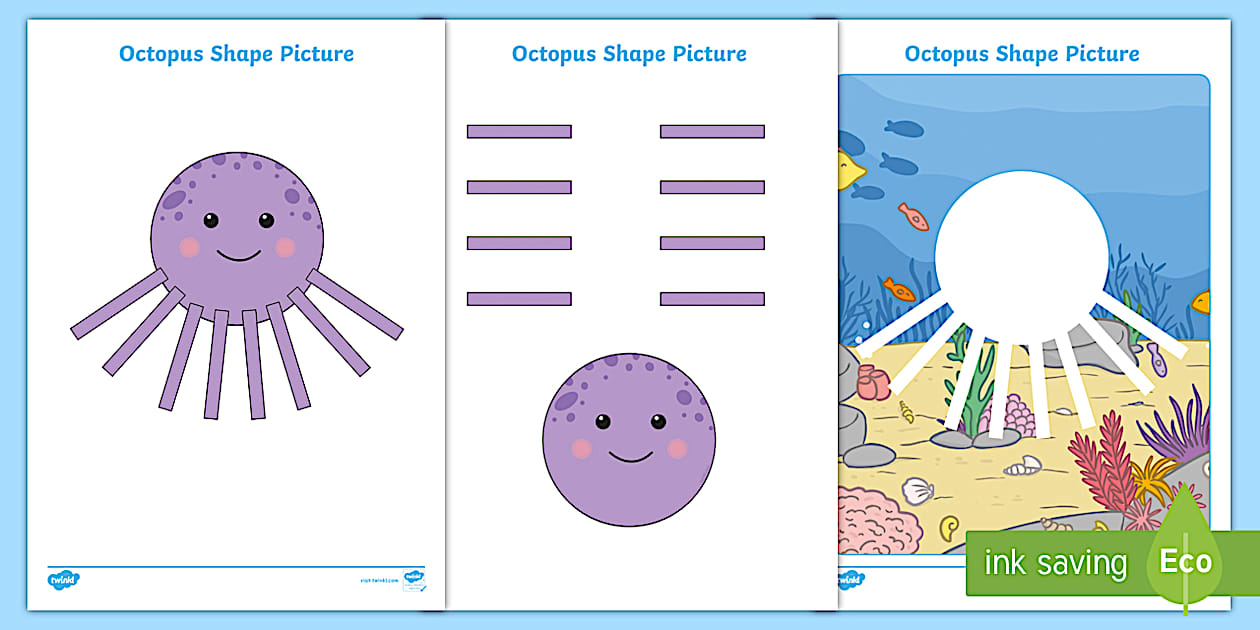2D Shape Octopus | Cutting Skills | Octopus Craft Activity