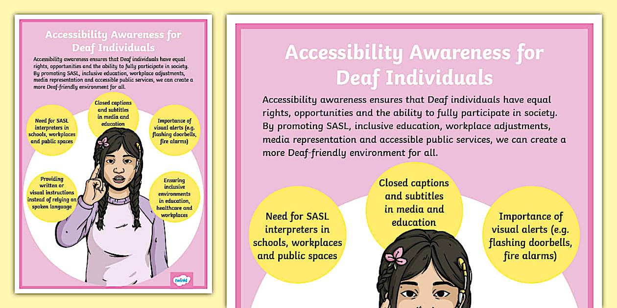 Accessibility Awareness for Deaf Individuals Poster - Twinkl