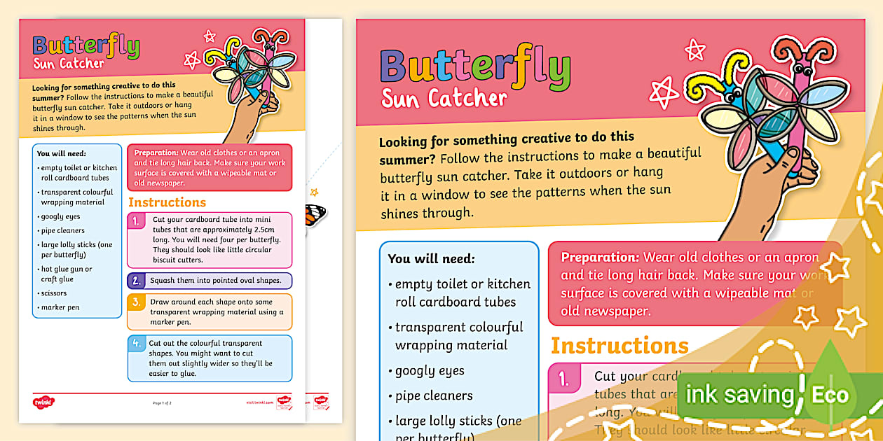 Butterfly Sun Catcher Craft Activity (Ages 5 - 7)