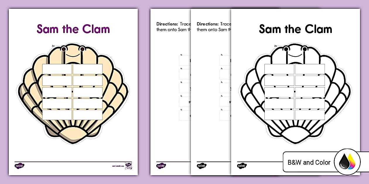 Sam the Clam Word Family Craft Activity (teacher made)
