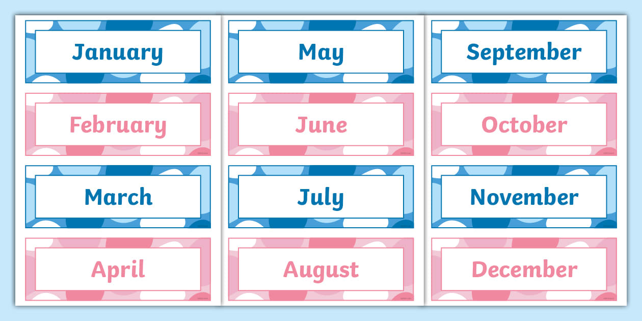 'Wee Buns' Months of the Year Cards