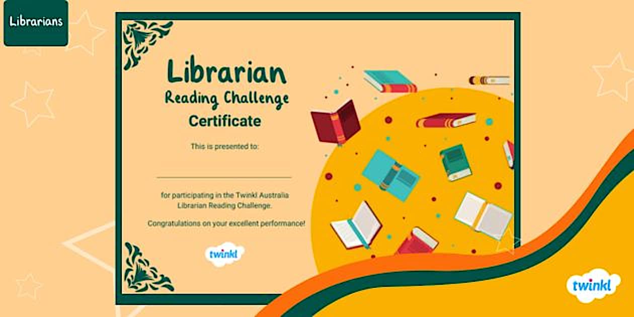 Librarian Reading Challenge Certificate (teacher made)