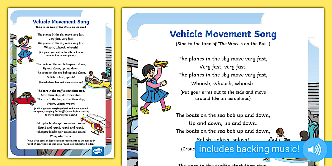 Vehicle Movement Song | Transport | Toddlers | Twinkl