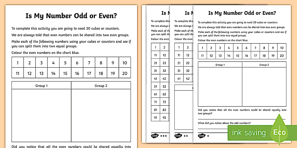 Is My Number Odd or Even? Differentiated Worksheets - Twinkl